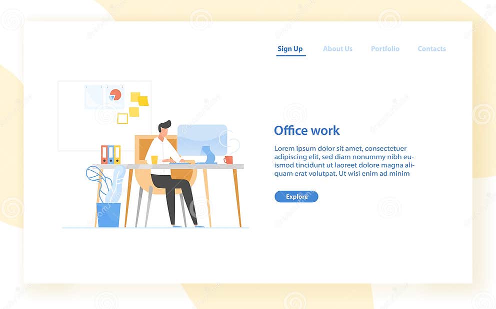 Web Banner Template with Programmer or Coder Sitting at Desk and ...