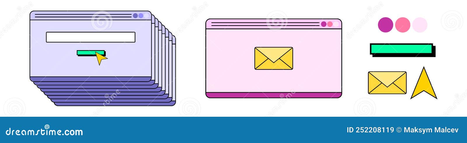 Web Banner Template in Retro Computer Interface Style. Retrowave Design ...