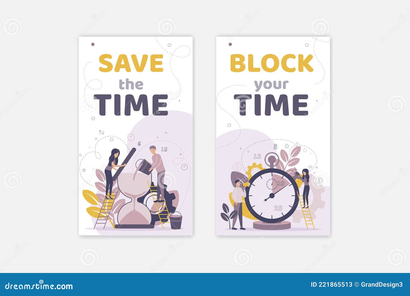Web Banner Time Management. Man and Woman Save Time Stock Vector ...