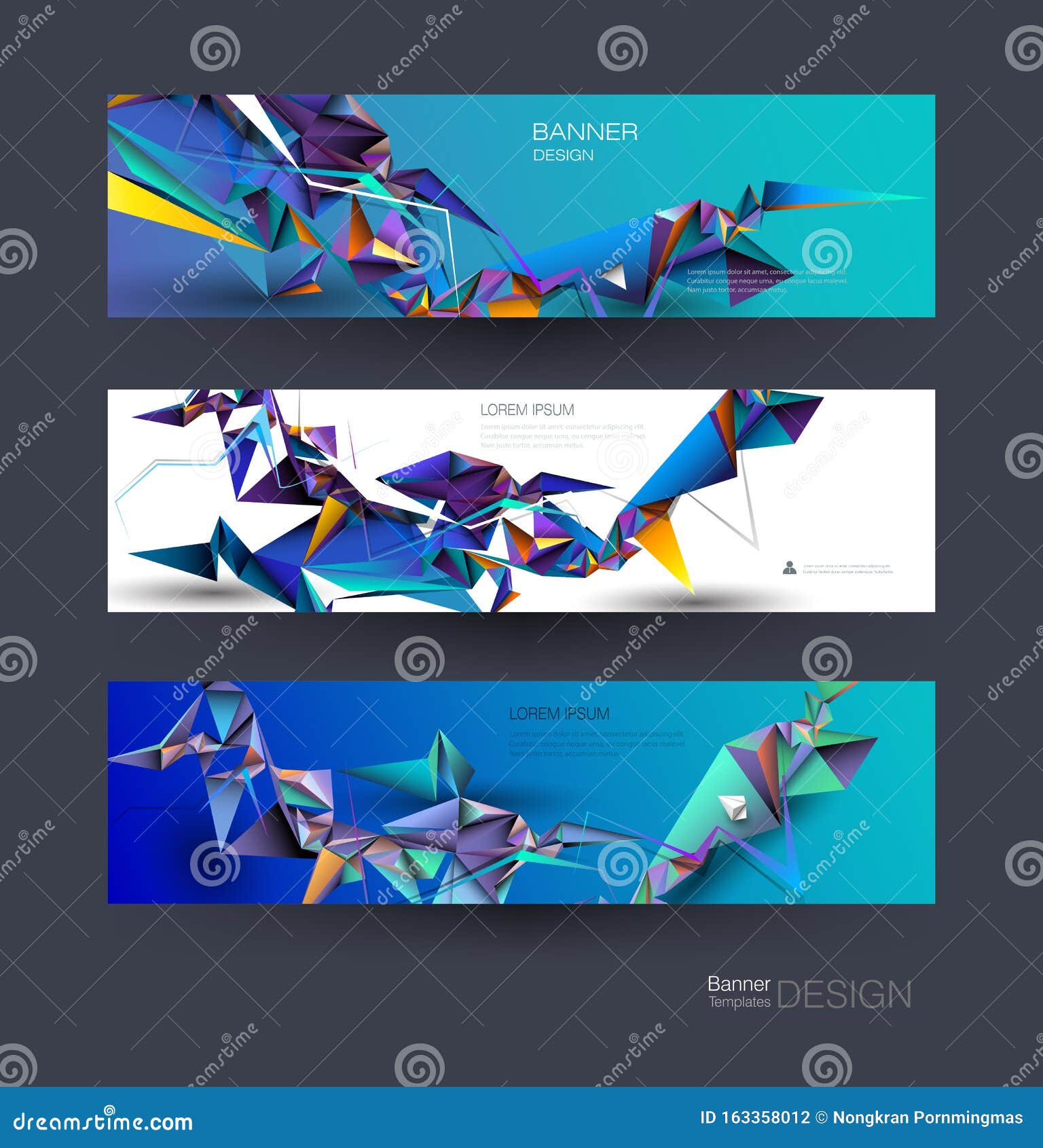 Vector Polygon Banner Set. Polygonal or Low Poly Pattern Background ...