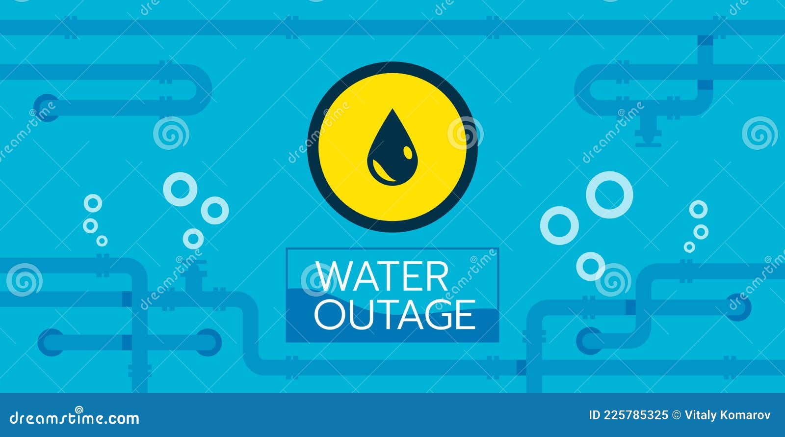 Web Banner of Water Outage Has Yellow Round Sign with Drop Symbol and ... Web Banner of Water Outage Has Yellow Round Sign with Drop Symbol and ...