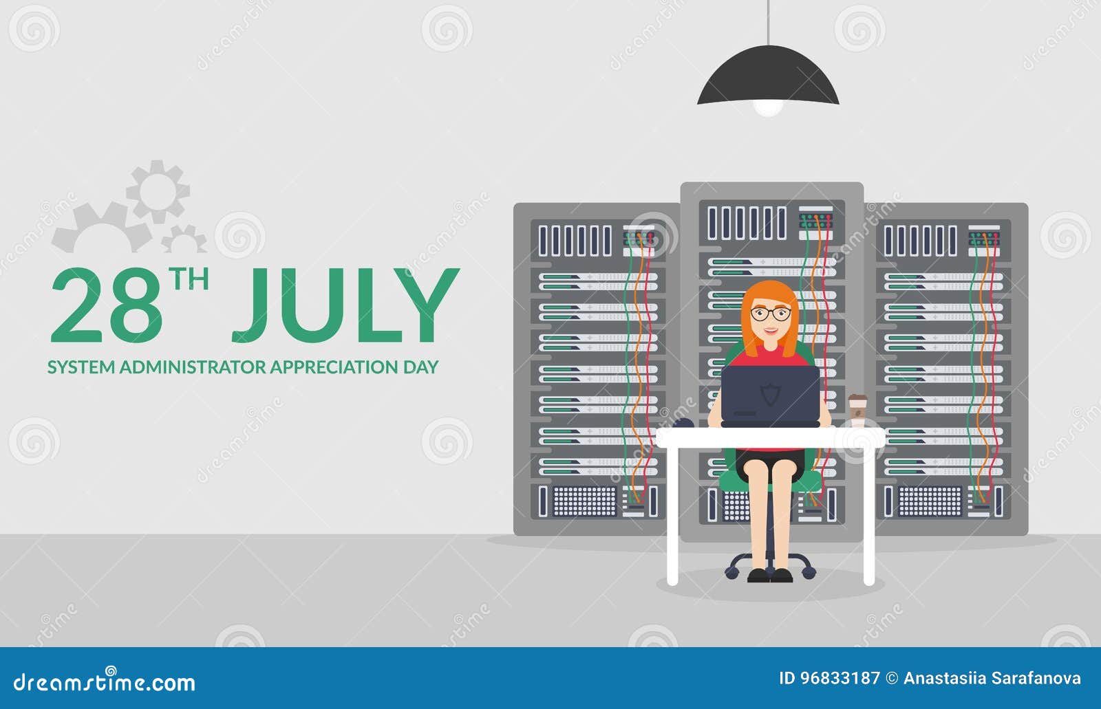 Web Banner. Woman System Administrator. Vector Illustration in Flat ...