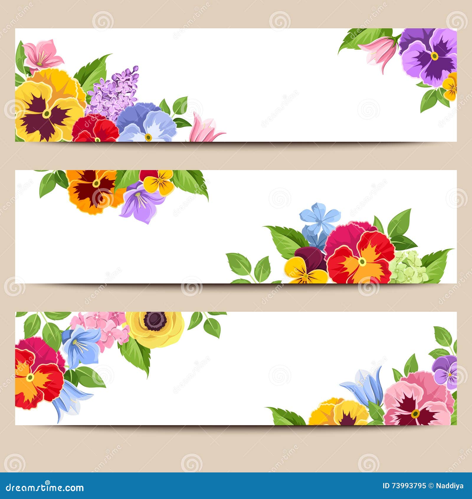 Web Banners with Colorful Flowers. Vector Eps-10. Stock Vector ...