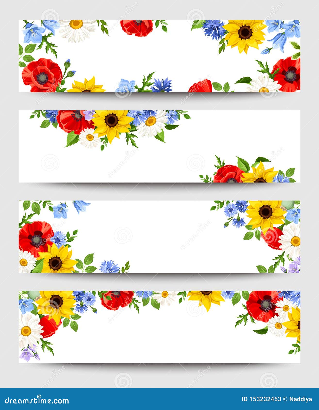 Web Banners with Colorful Flowers. Vector Illustration. Stock Vector ...
