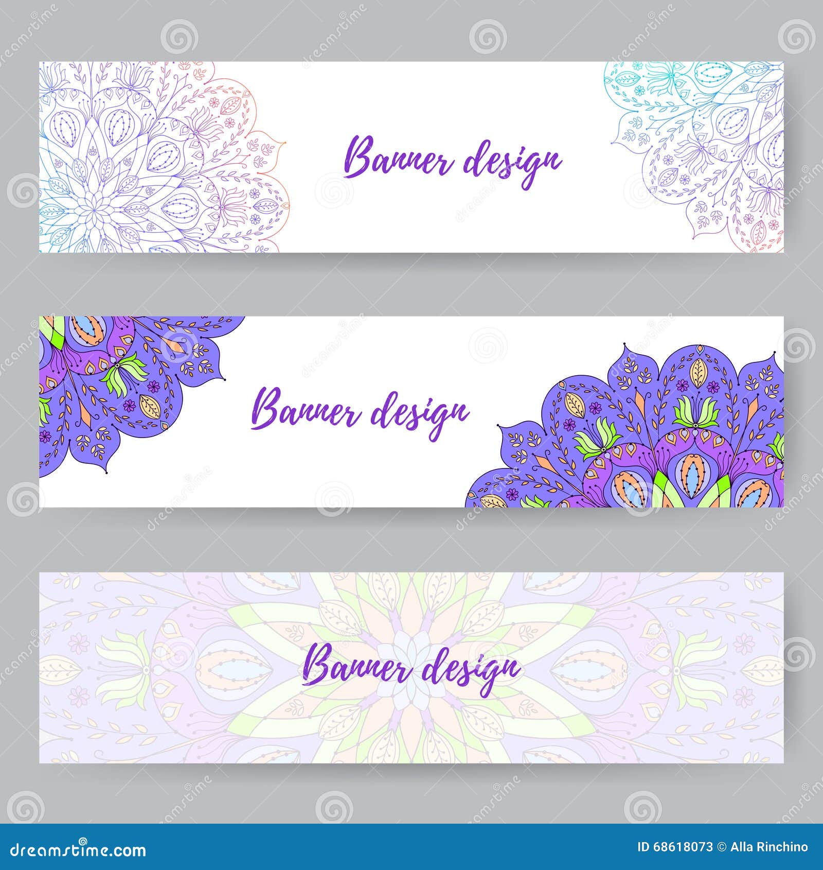 Web Banners with Mandala stock vector. Illustration of flat - 68618073