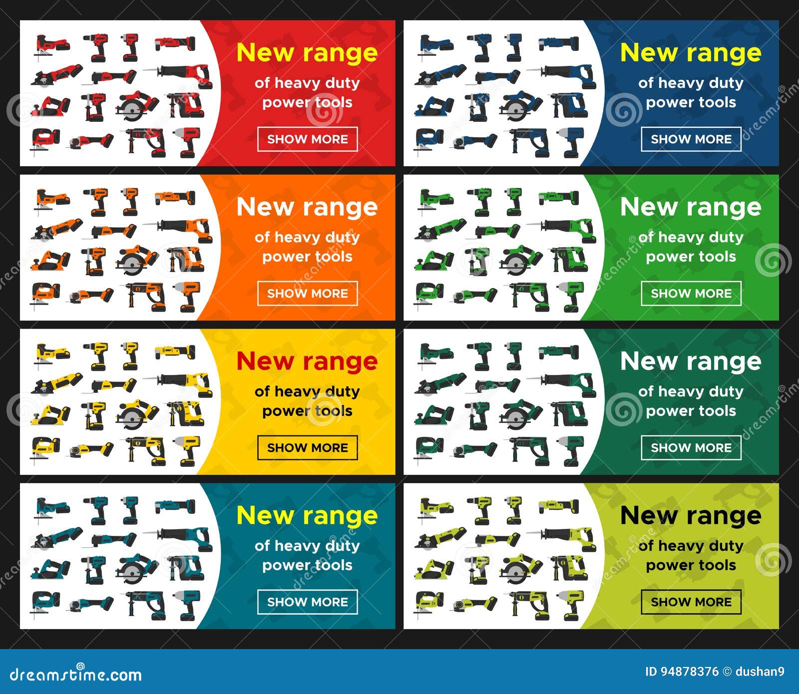 Web Banners Set Power Tools Promotion Stock Vector - Illustration of ...