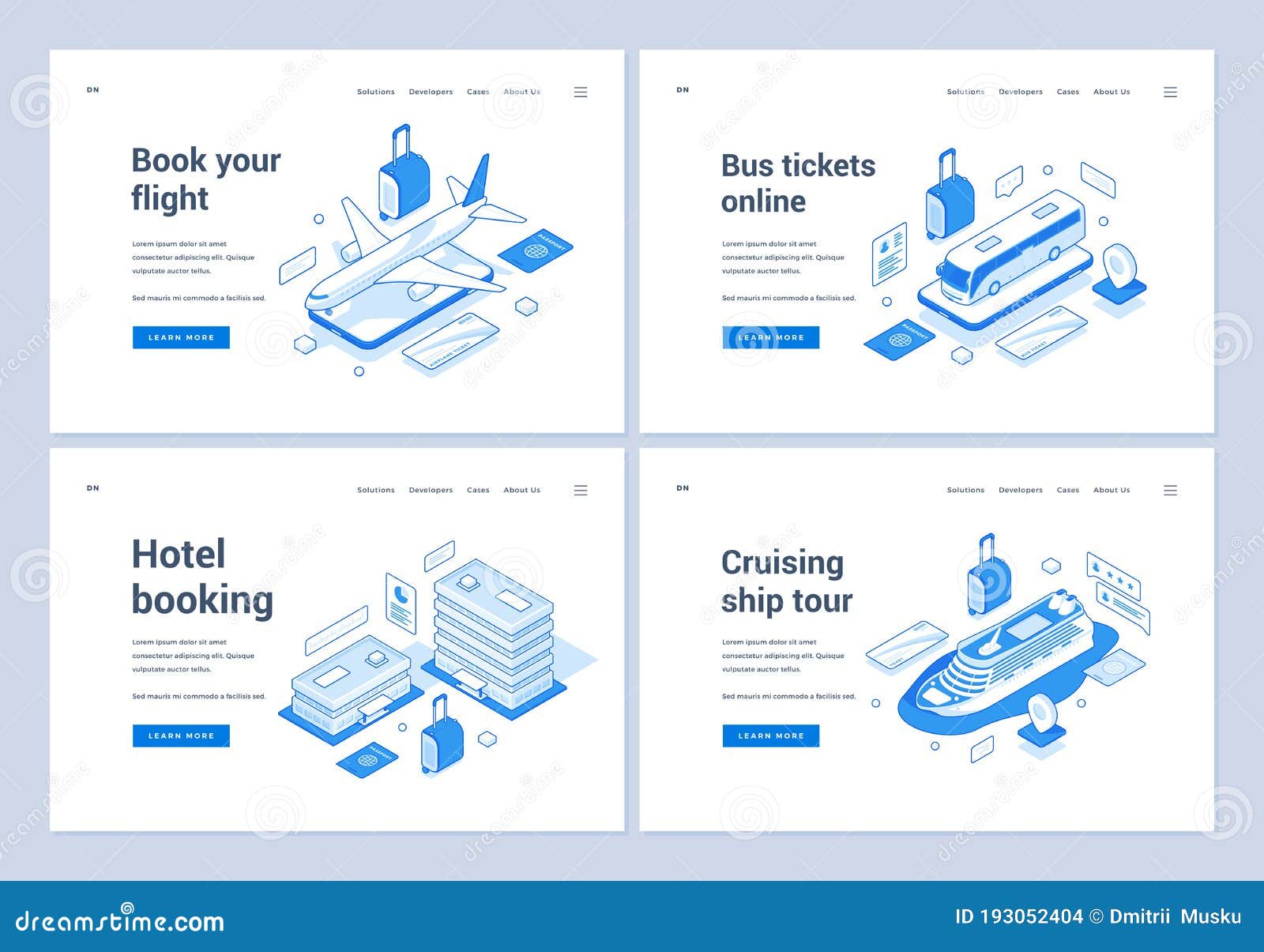 Web Banners of Various Contemporary Booking Service Stock Vector ...