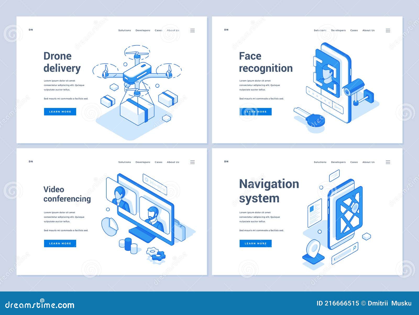 Web Banners for Various Contemporary Services Advertisement Stock ...