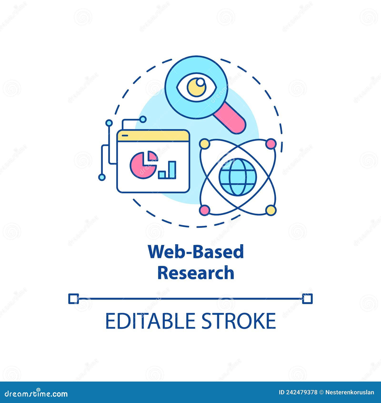 Web Based Research Concept Icon Stock Vector - Illustration of stroke ...