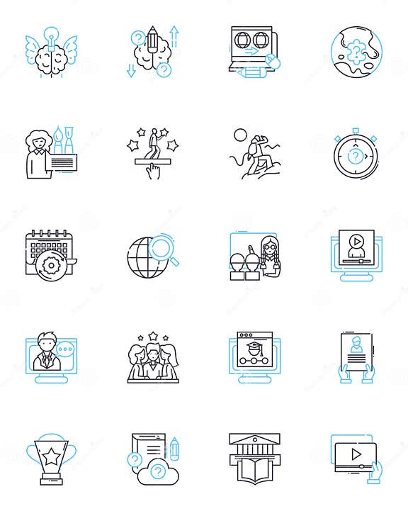 Web-based Training Linear Icons Set. E-learning, Interactive, Online ...