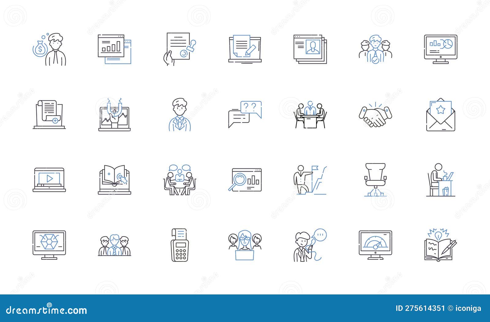 Web-based Workforce Line Icons Collection. Telecommuting, Remote ...