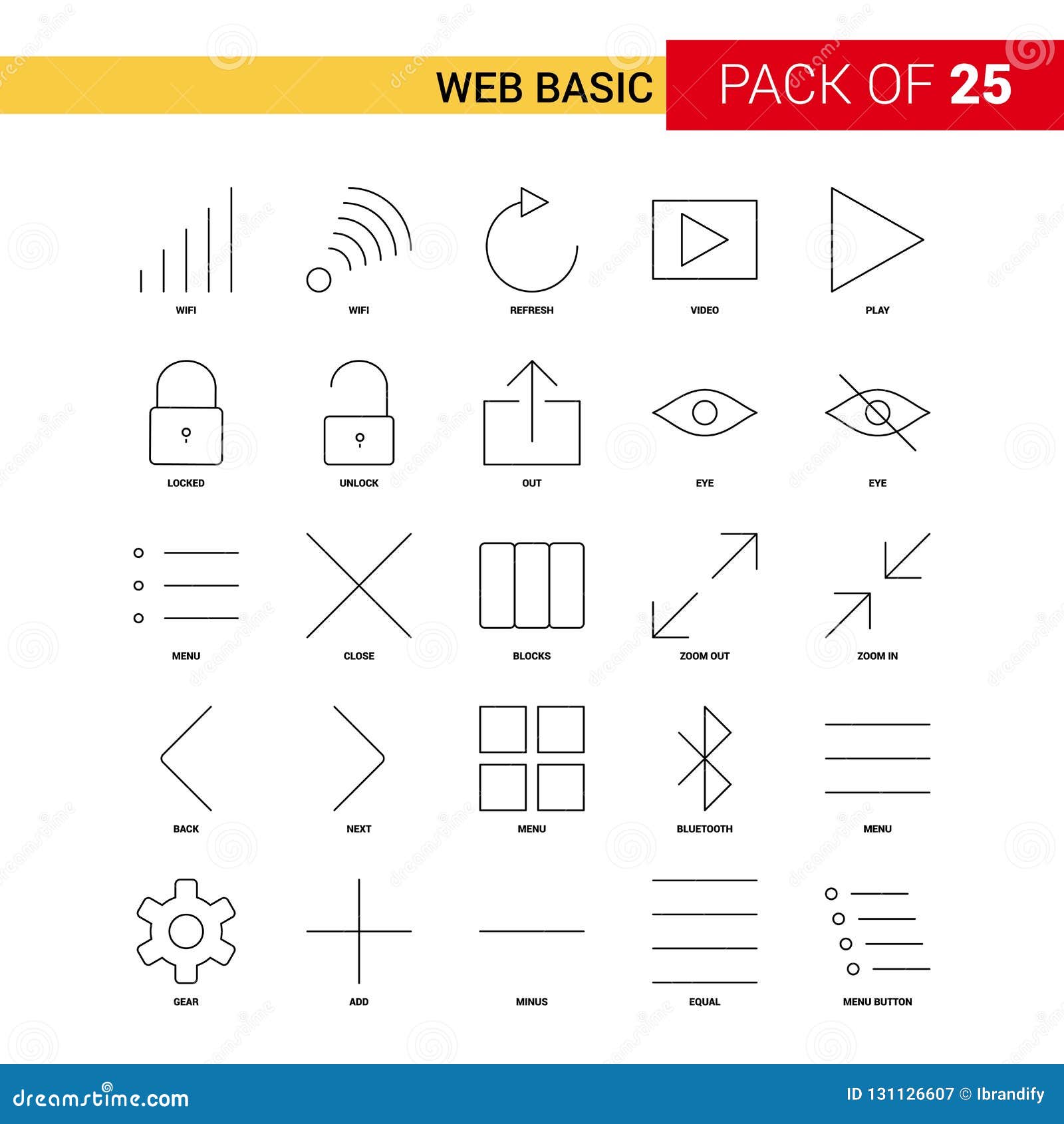 Web Basic Black Line Icon - 25 Business Outline Icon Set Stock Vector ...