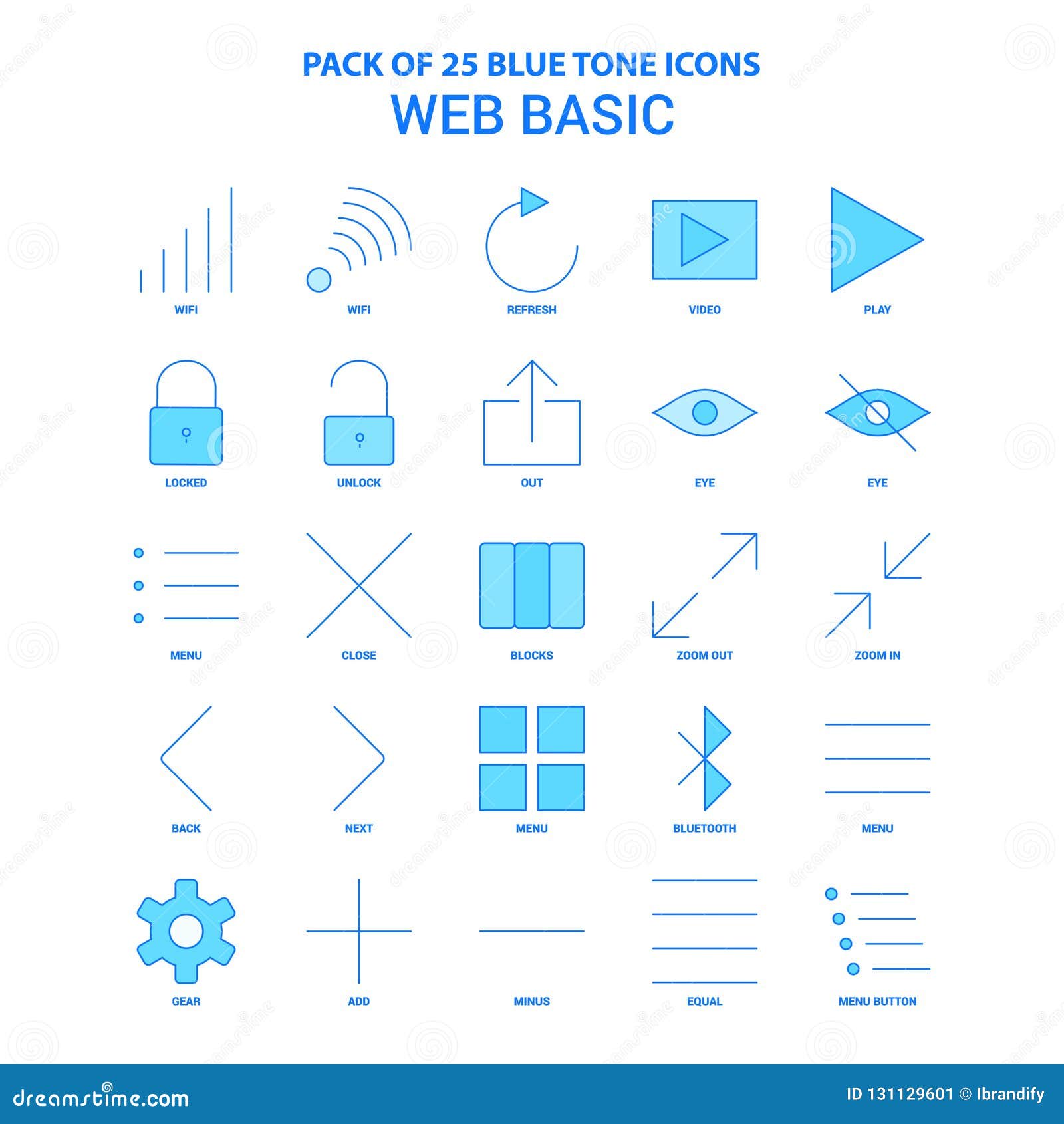 Web Basic Blue Tone Icon Pack - 25 Icon Sets Stock Vector ...