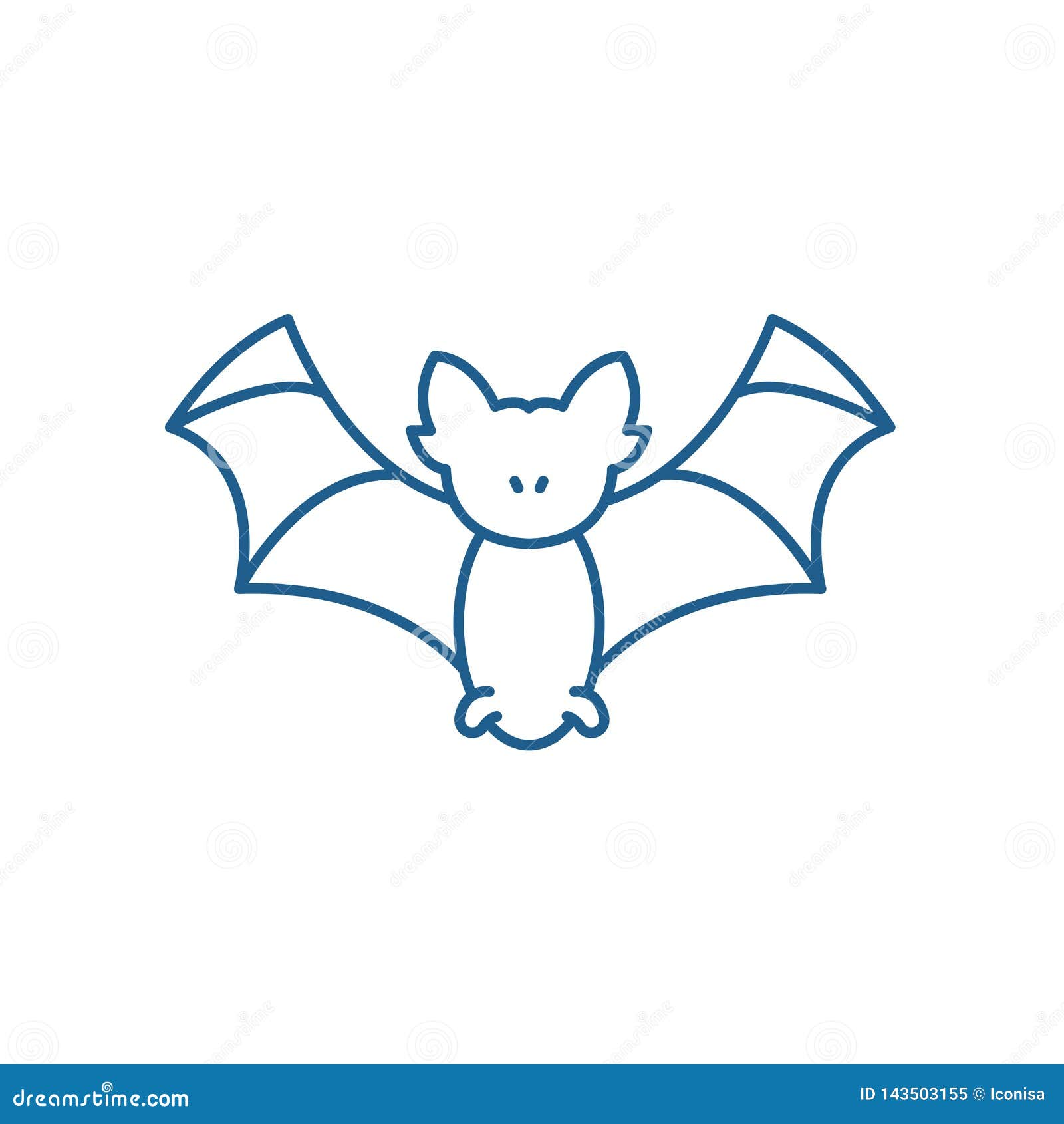 Bat Line Icon Concept. Bat Flat Vector Symbol, Sign, Outline ...
