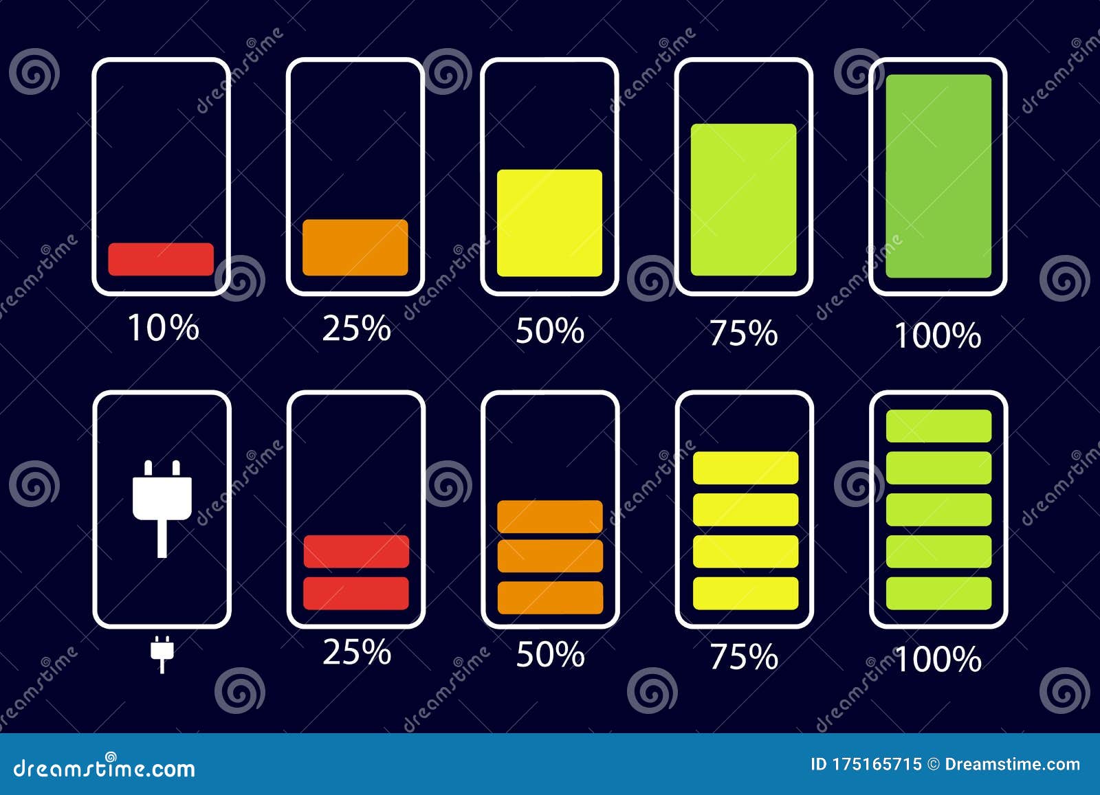 Battery icon set. stock vector. Illustration of electricity - 175165715