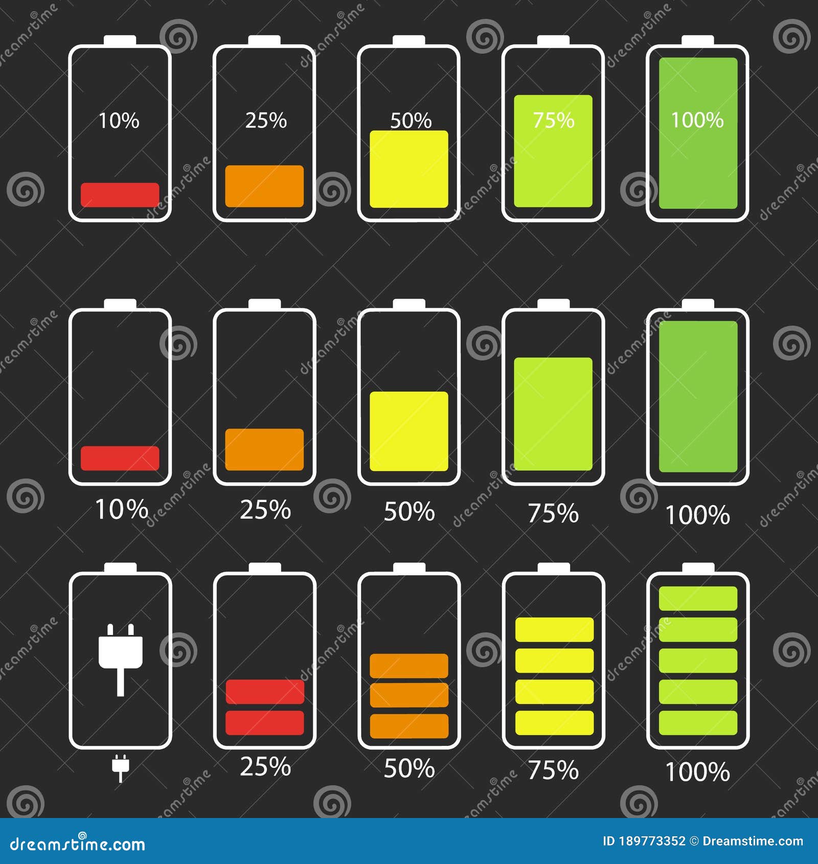 Power Level Icon on the Smartphone Battery Stock Vector - Illustration ...
