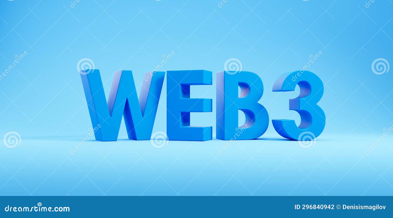 Web3 Big Letters on Blue Background, Next Generation of Internet Stock ...