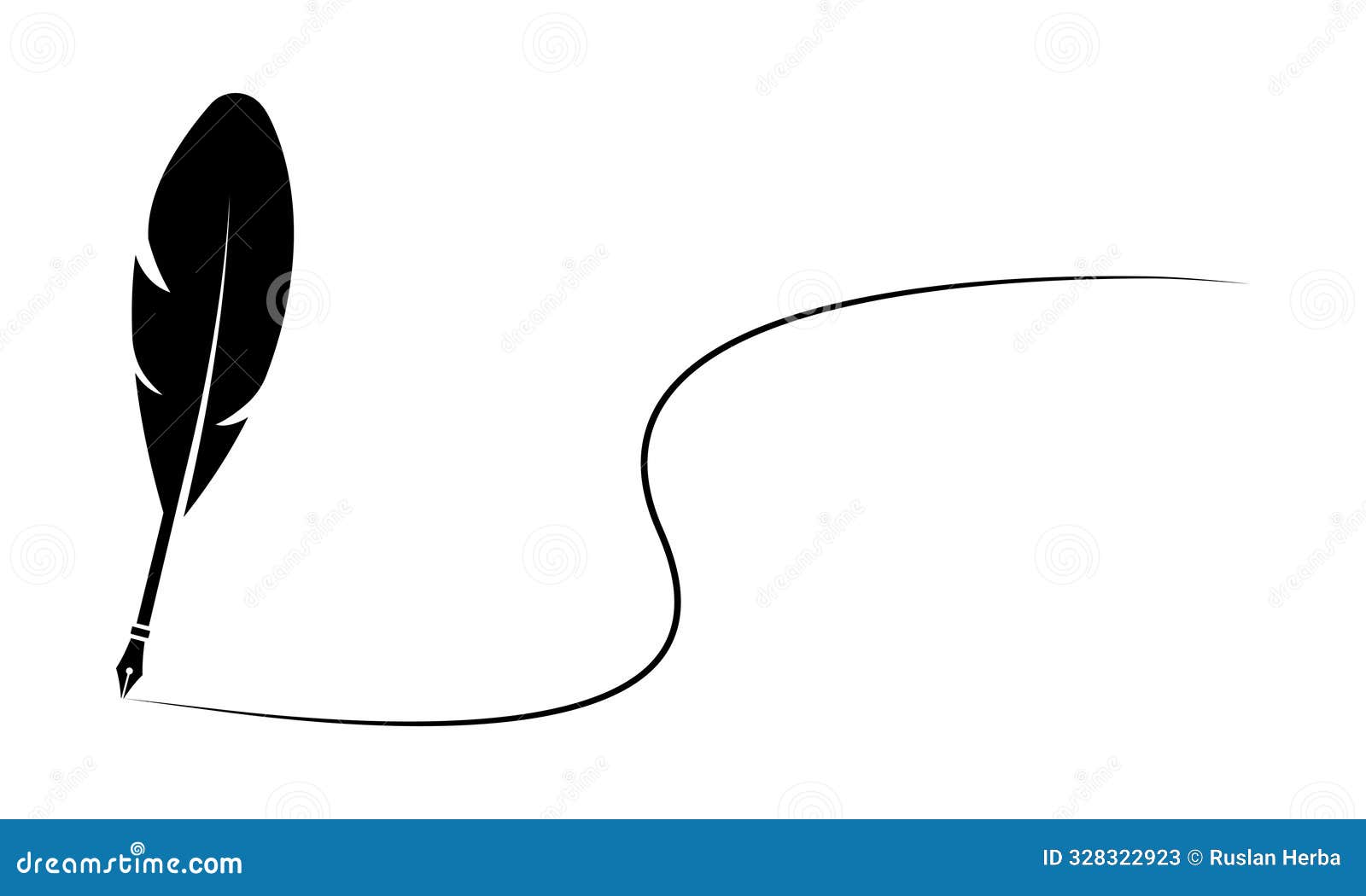 Black Feather Writes. Write Letter. Feather and Line Stock Vector ...