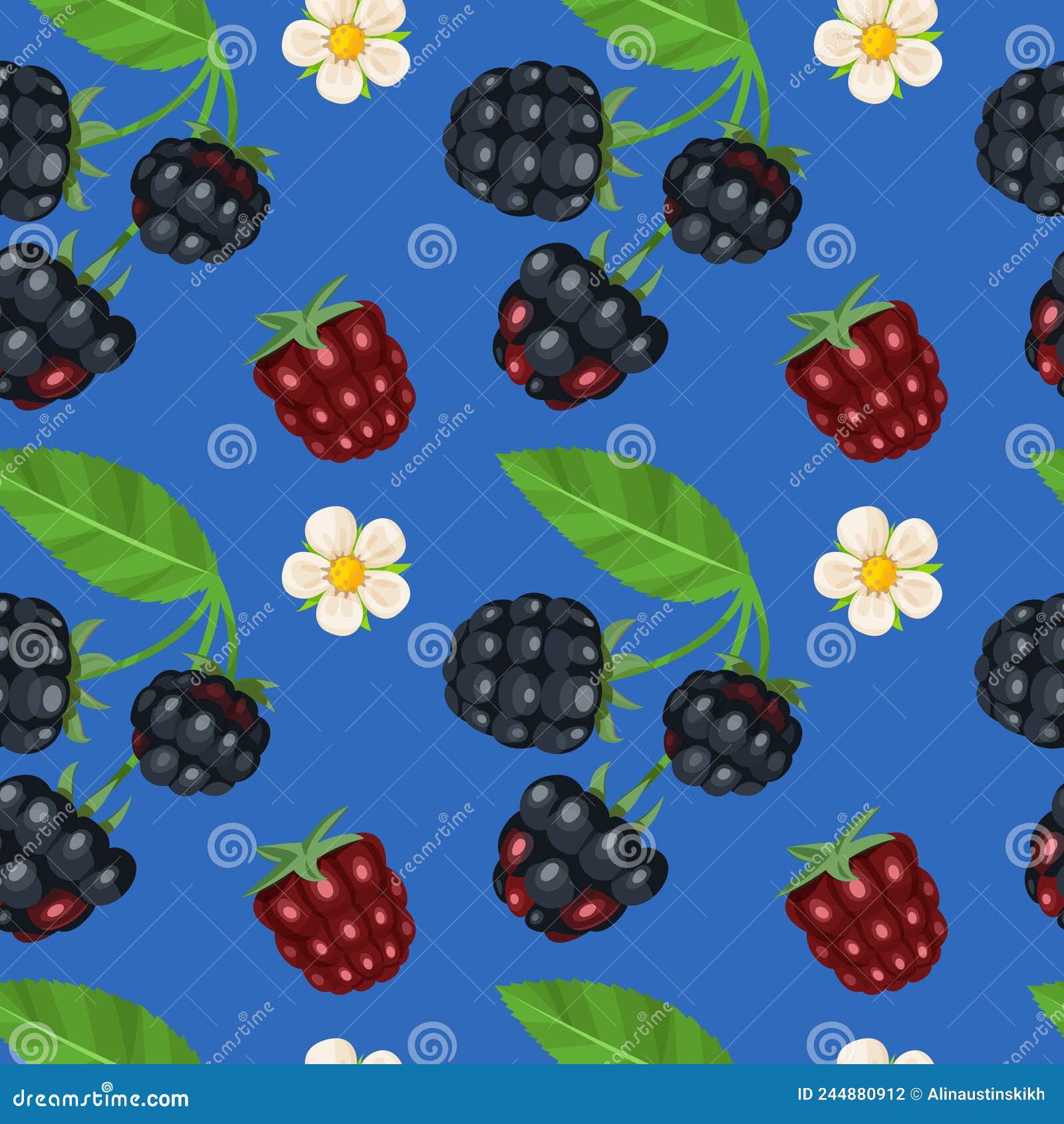 Blackberry and Leaves Seamless Pattern. Berry Design for Wrapping Paper ...