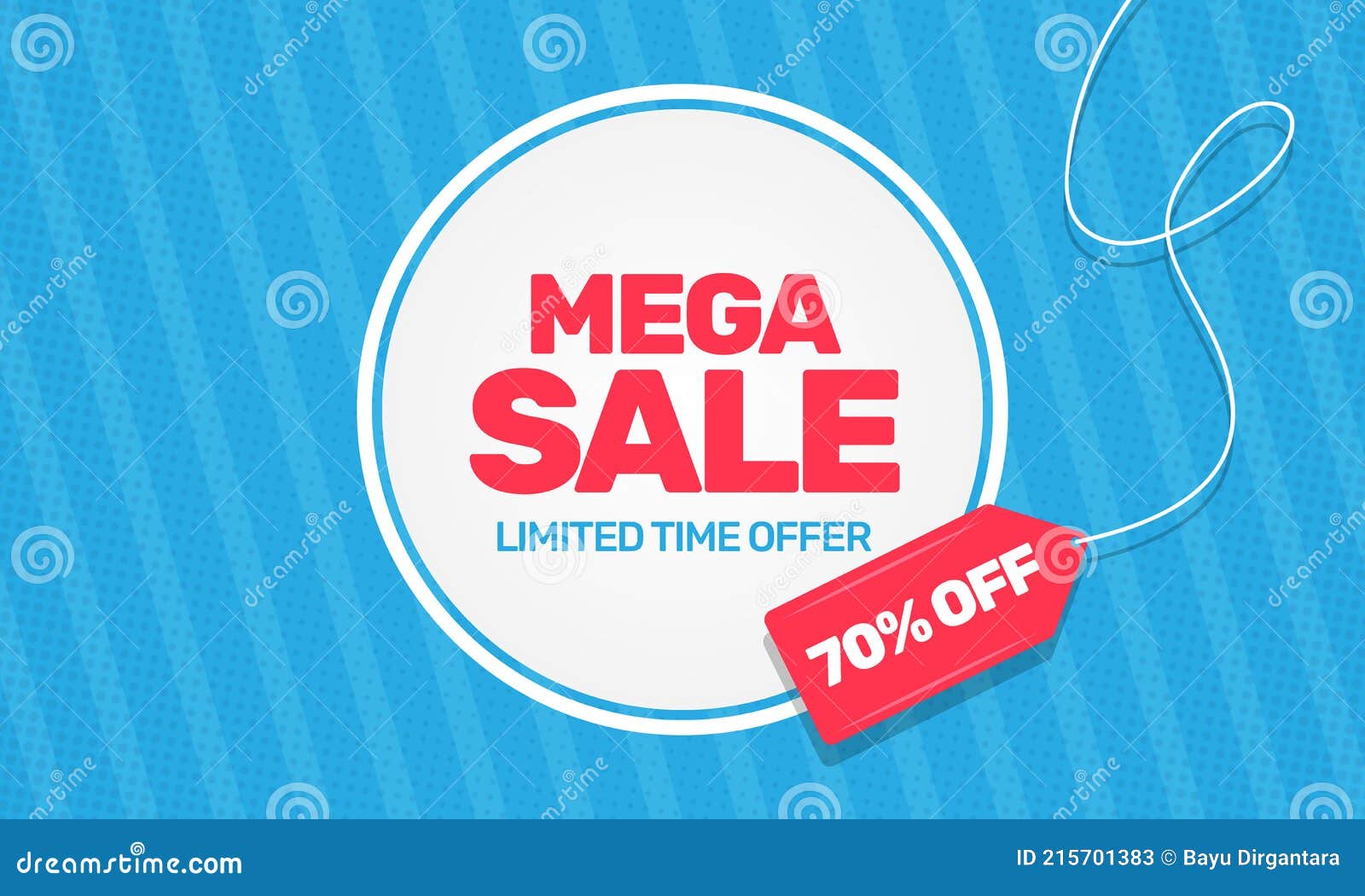 Blue Mega Sale with Offer Tag Banner Vector Stock Vector - Illustration ...