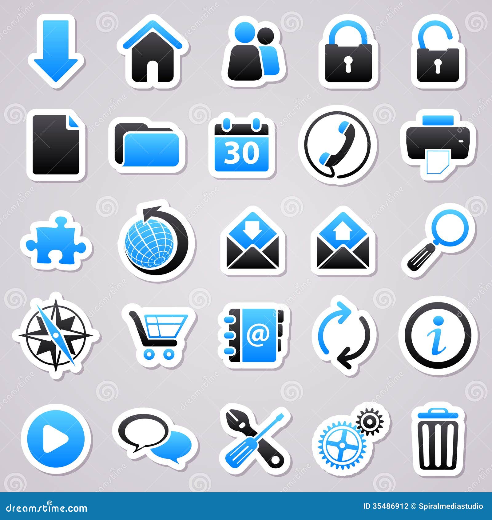 Web blue stickers stock vector. Illustration of email - 35486912