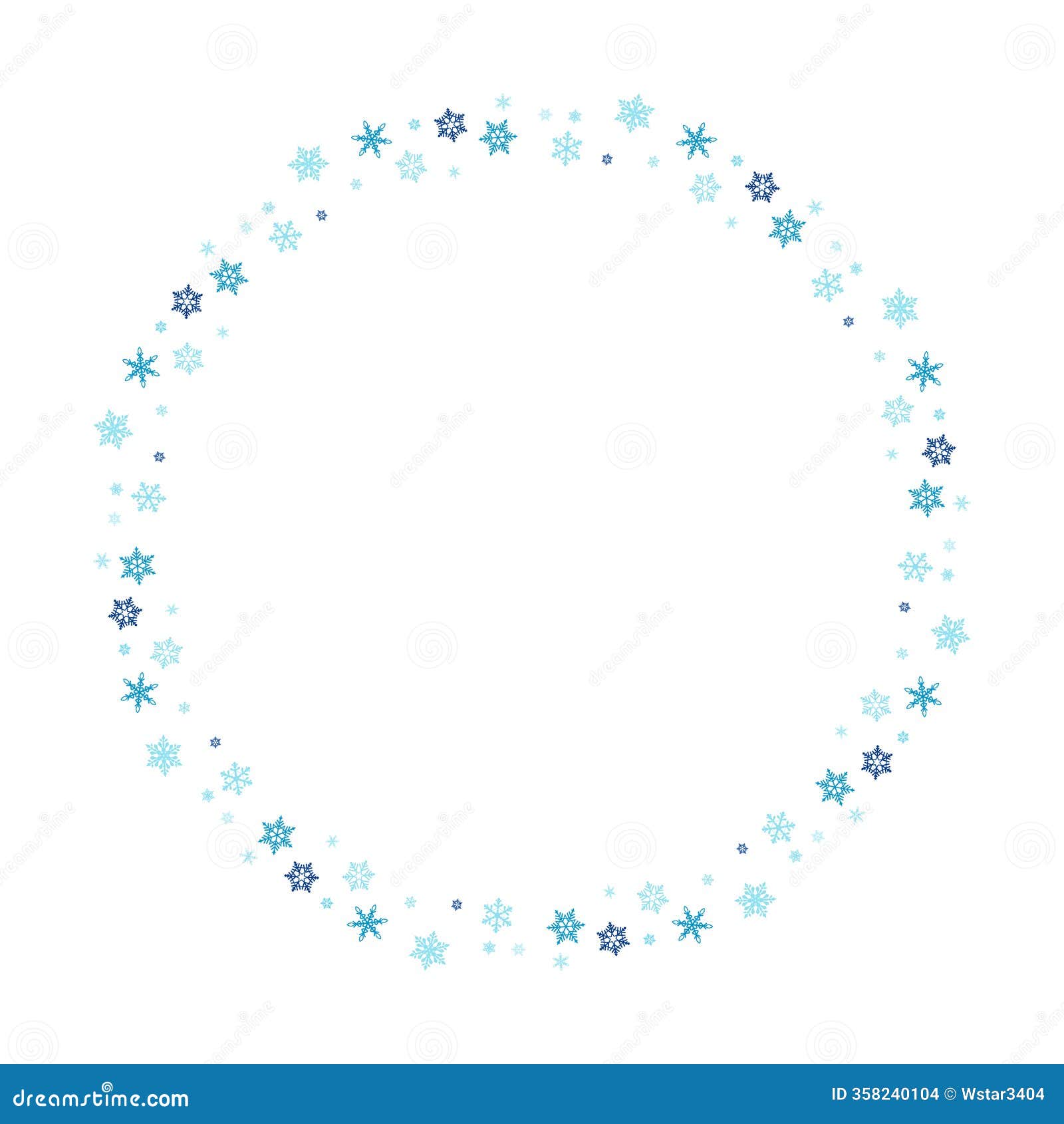 Snowflake Circle Frame. Winter Snowflake Round Border. Vector ...