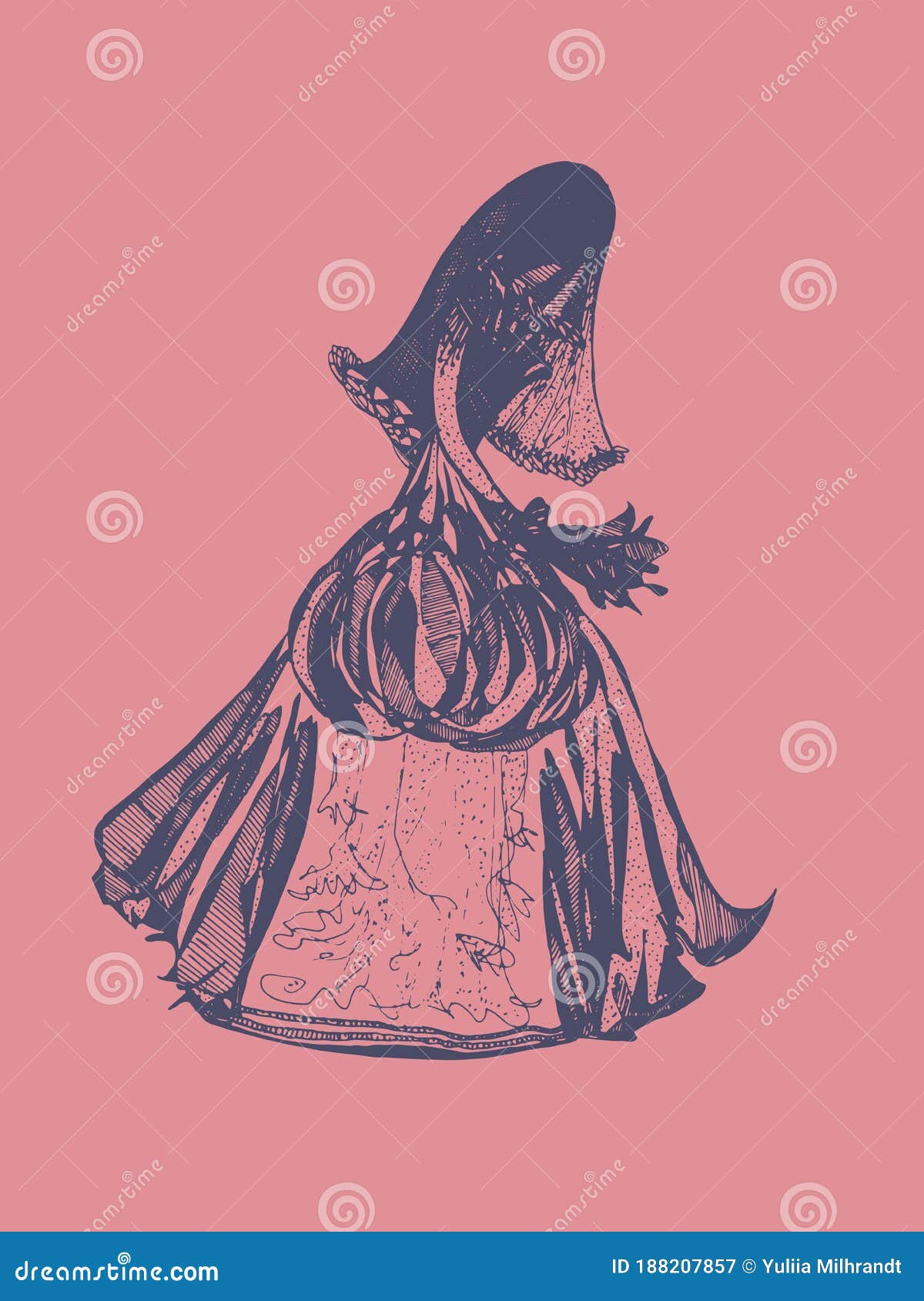 Sad Bride Hand Drawn Graphic Illustration. Vector Stock Illustration ...