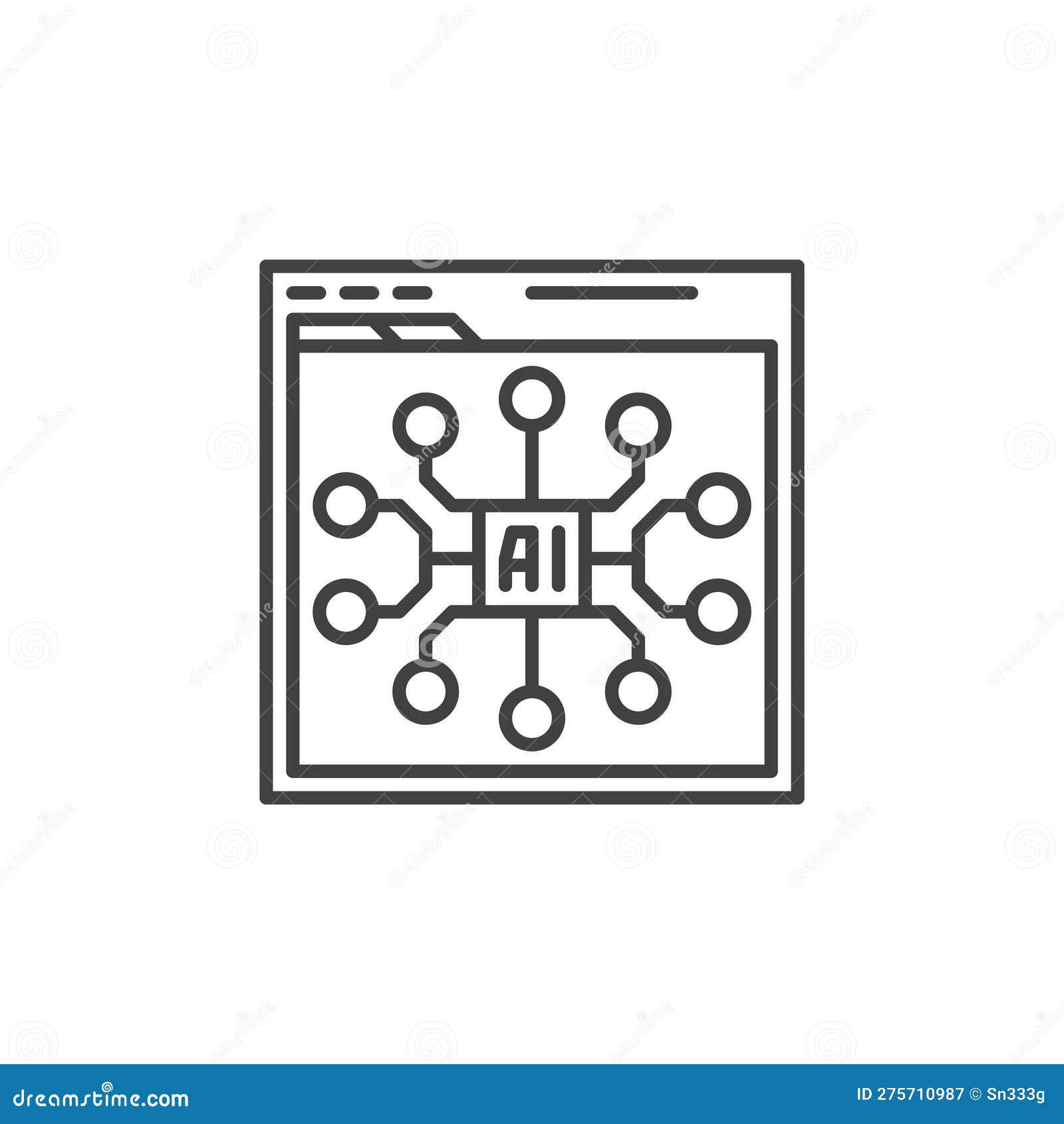 Web Browser with AI App Vector Artificial Intelligence Concept Line ...