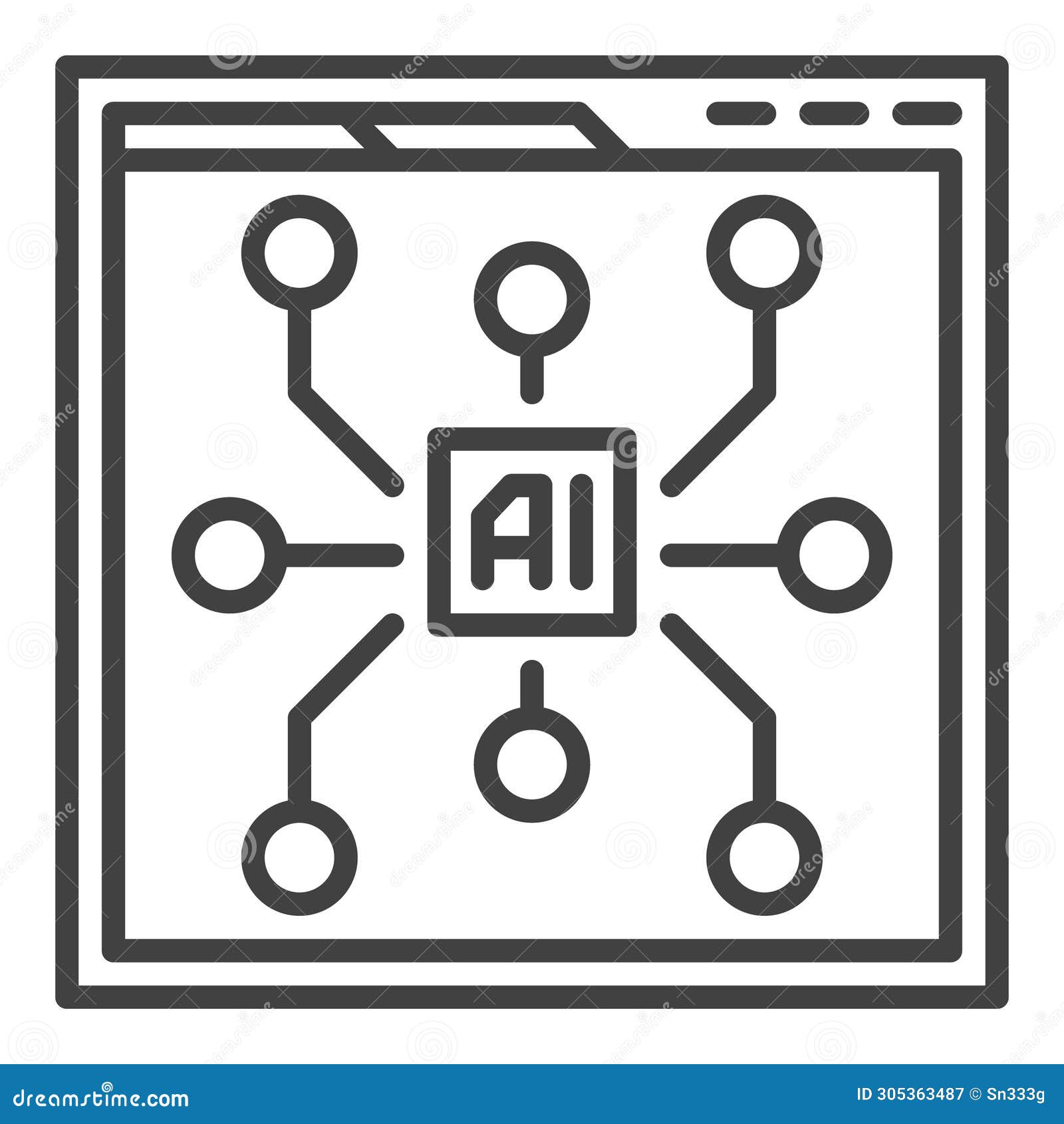Web Browser with AI Vector Artificial Intelligence Website Outline Icon ...
