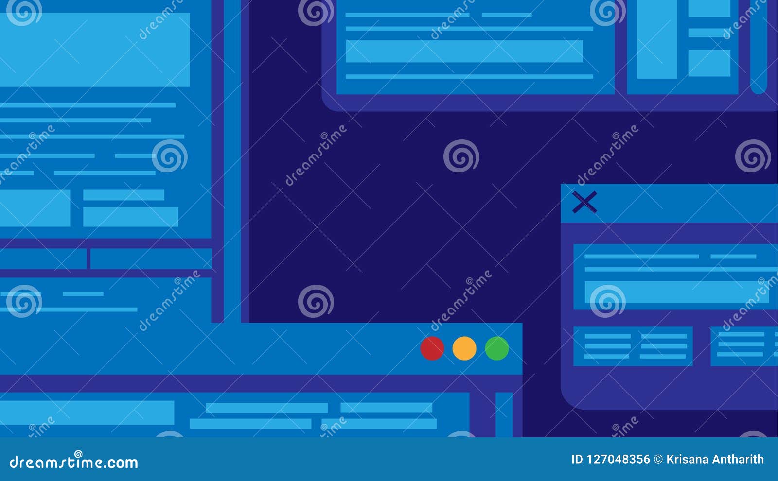 Web Browser on Blue Background in Trendy Flat Style for Technology ...