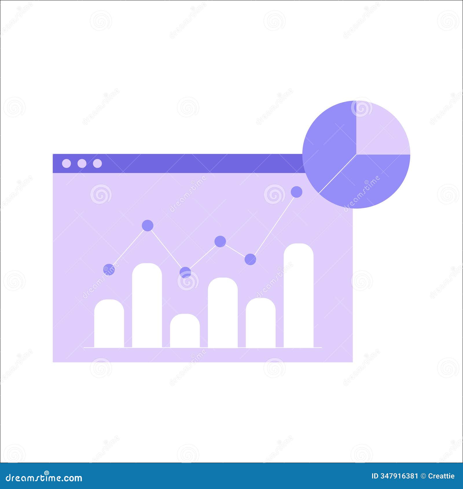 Web Browser with Chart and Pie Diagram in Flat Vector Illustration ...