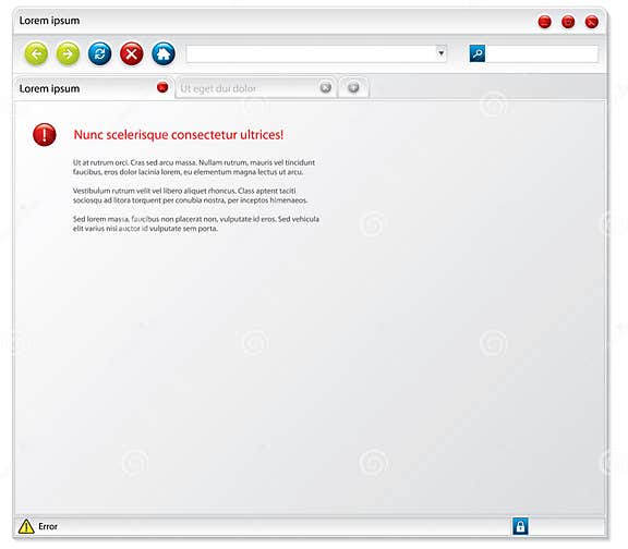 Web Browser with Error Page Stock Vector - Illustration of error, blank ...