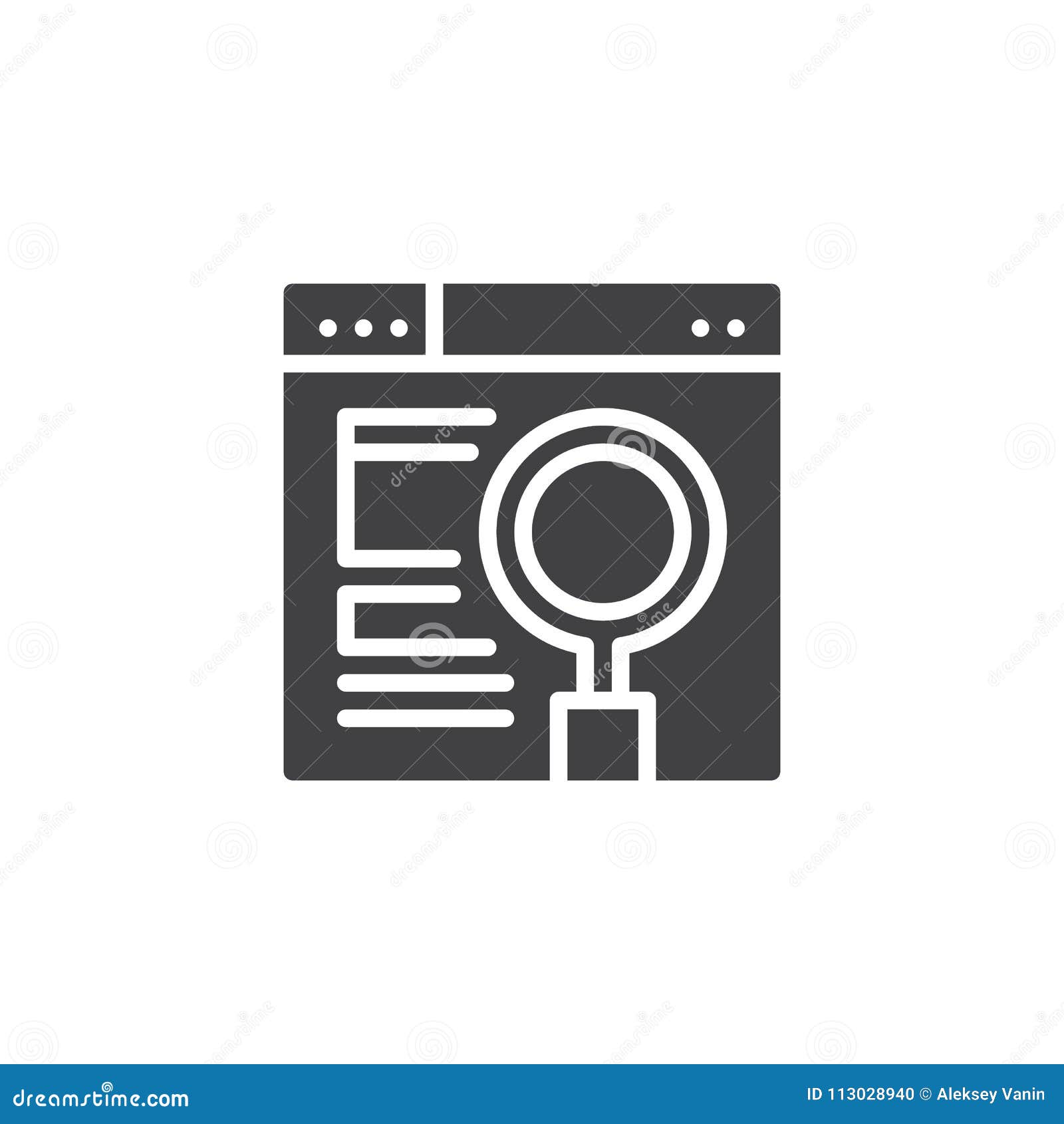 Web Browser with Magnifying Glass on Screen Vector Icon Stock Vector ...