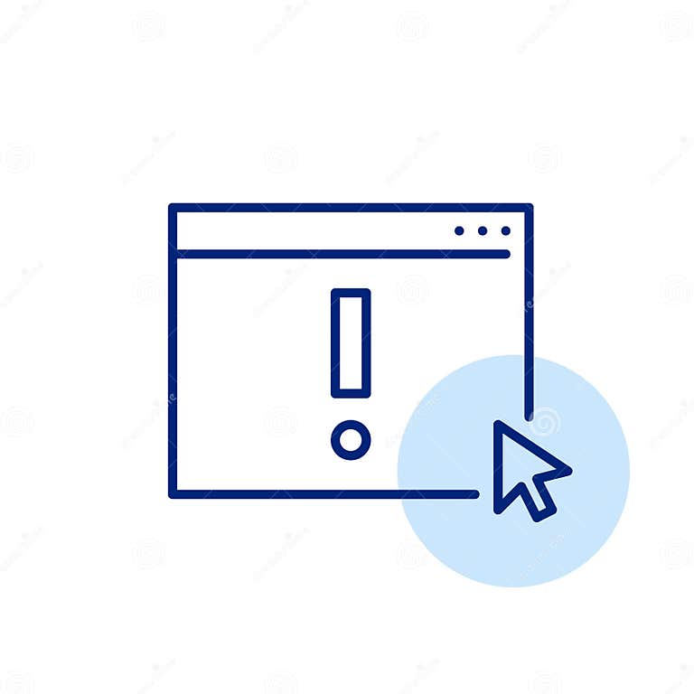 Web Browser Page with Exclamation Mark and Mouse Pointer. Important ...