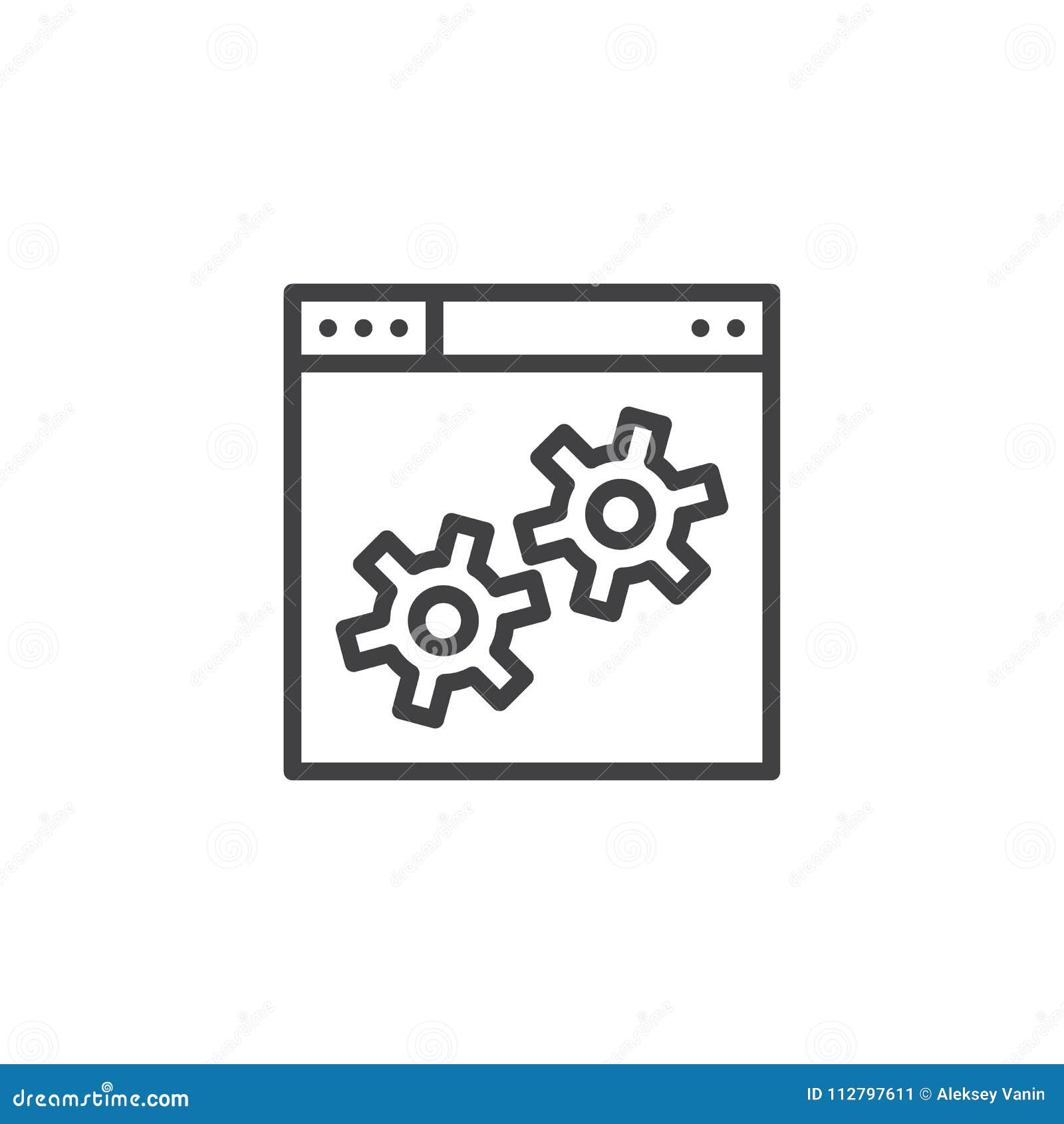 Web Browser Setting Gear Outline Icon Stock Vector - Illustration of ...
