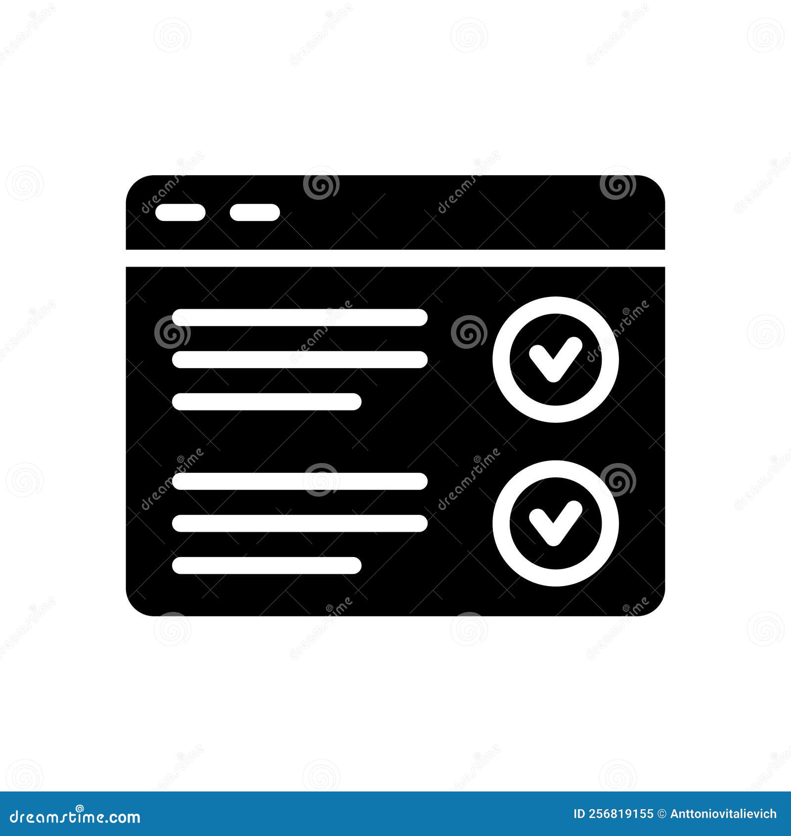 Web Browser Silhouette Icon. Online Exam, Taking Test, Questionnaire or ...
