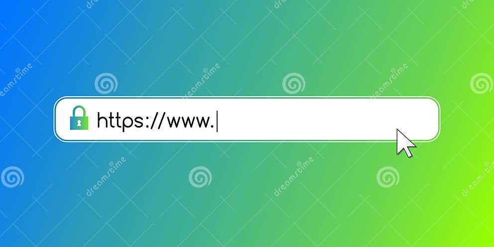 Web Browser Tab and Address Bar with Lock As Encryption Symbol, Cursor ...