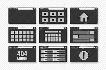 Web Browser Window, Pages Layout with Toolbar and Search Field. Modern ...