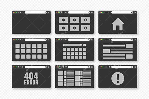 Web Browser Window, Pages Layout with Toolbar and Search Field. Modern ...