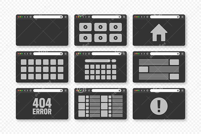 Web Browser Window, Pages Layout with Toolbar and Search Field. Modern ...