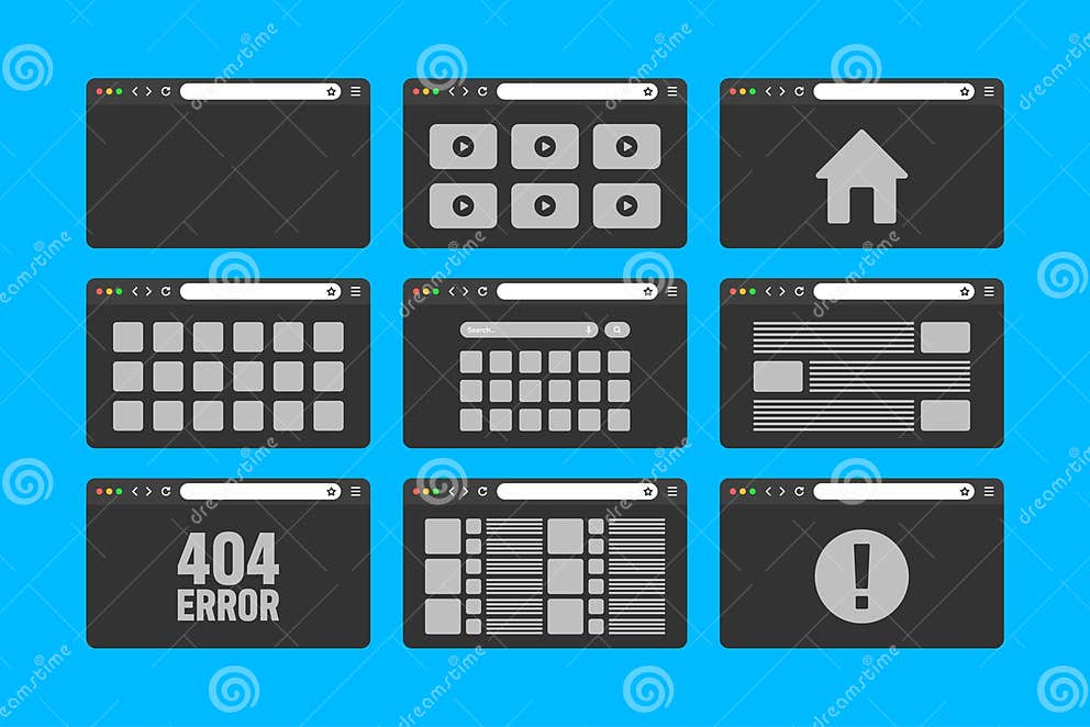 Web Browser Window, Pages Layout with Toolbar and Search Field. Modern ...