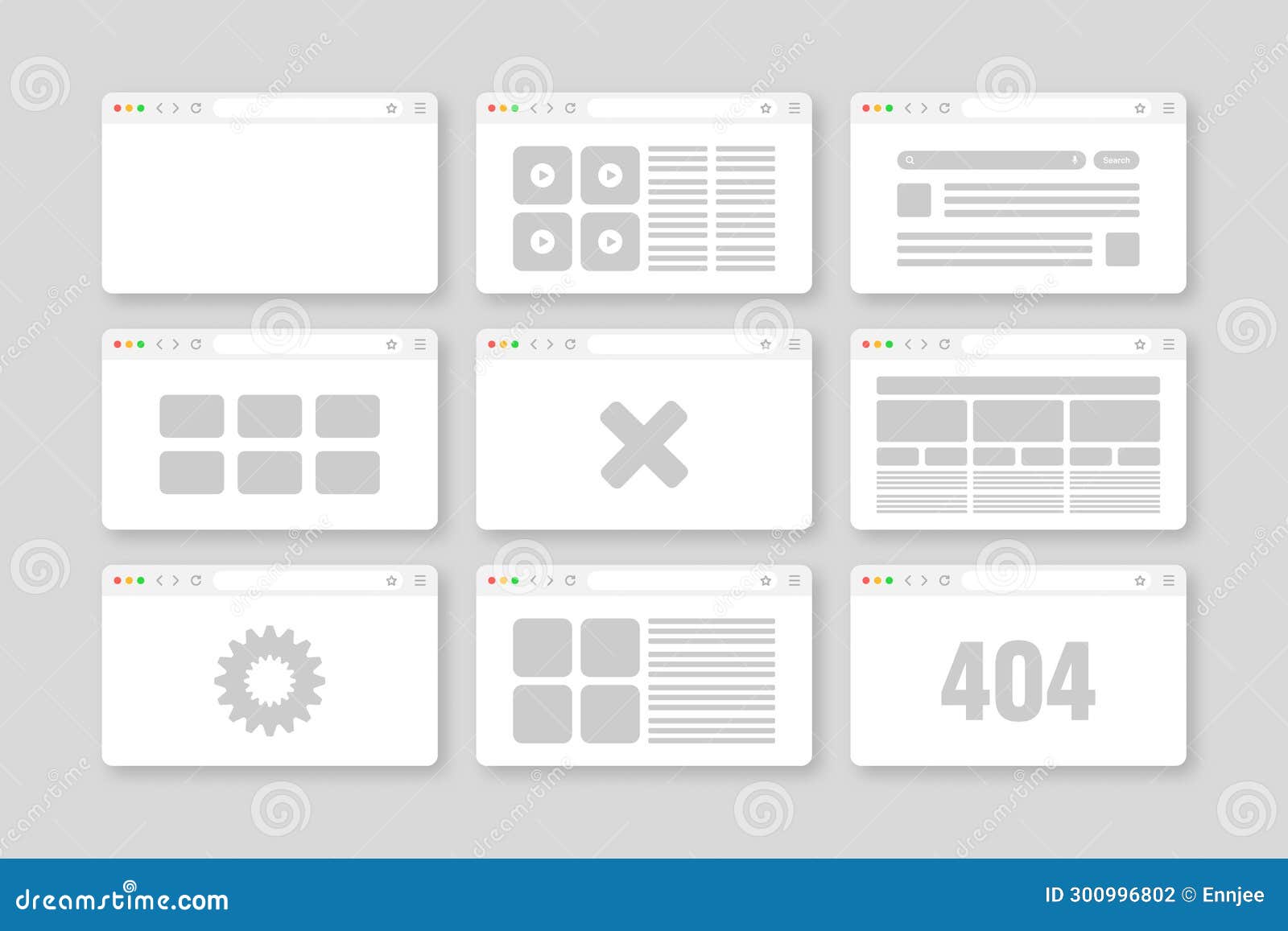 Web Browser Window, Pages Layout with Toolbar and Search Field. Modern ...