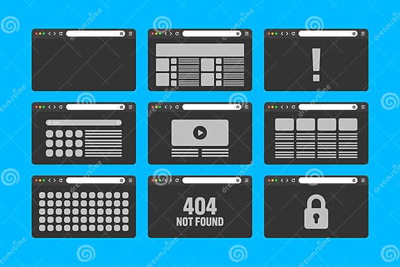 Web Browser Window, Pages Layout with Toolbar and Search Field. Modern ...