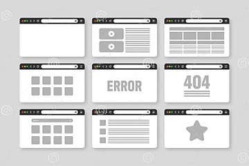 Web Browser Window, Pages Layout with Toolbar and Search Field. Modern ...