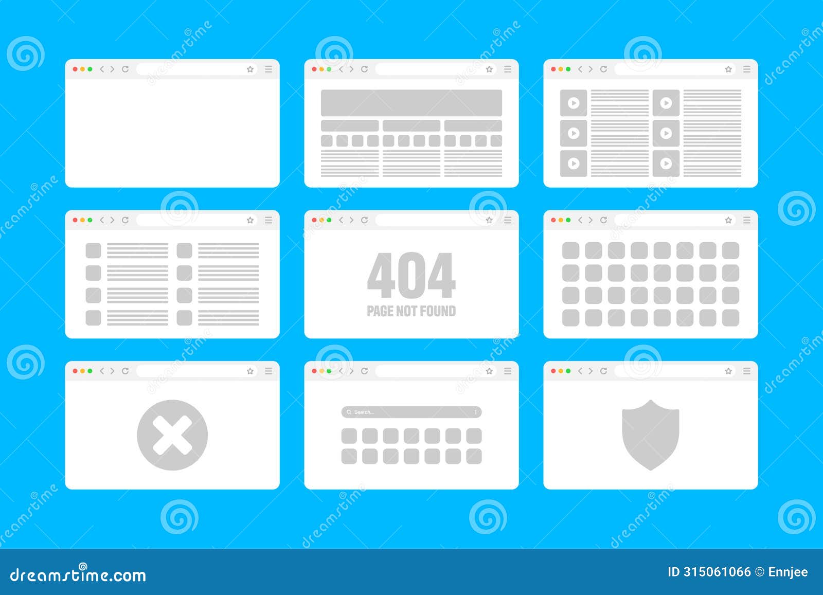 Web Browser Window, Pages Layout with Toolbar and Search Field. Modern ...