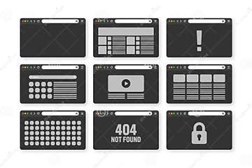 Web Browser Window, Pages Layout with Toolbar and Search Field. Modern ...