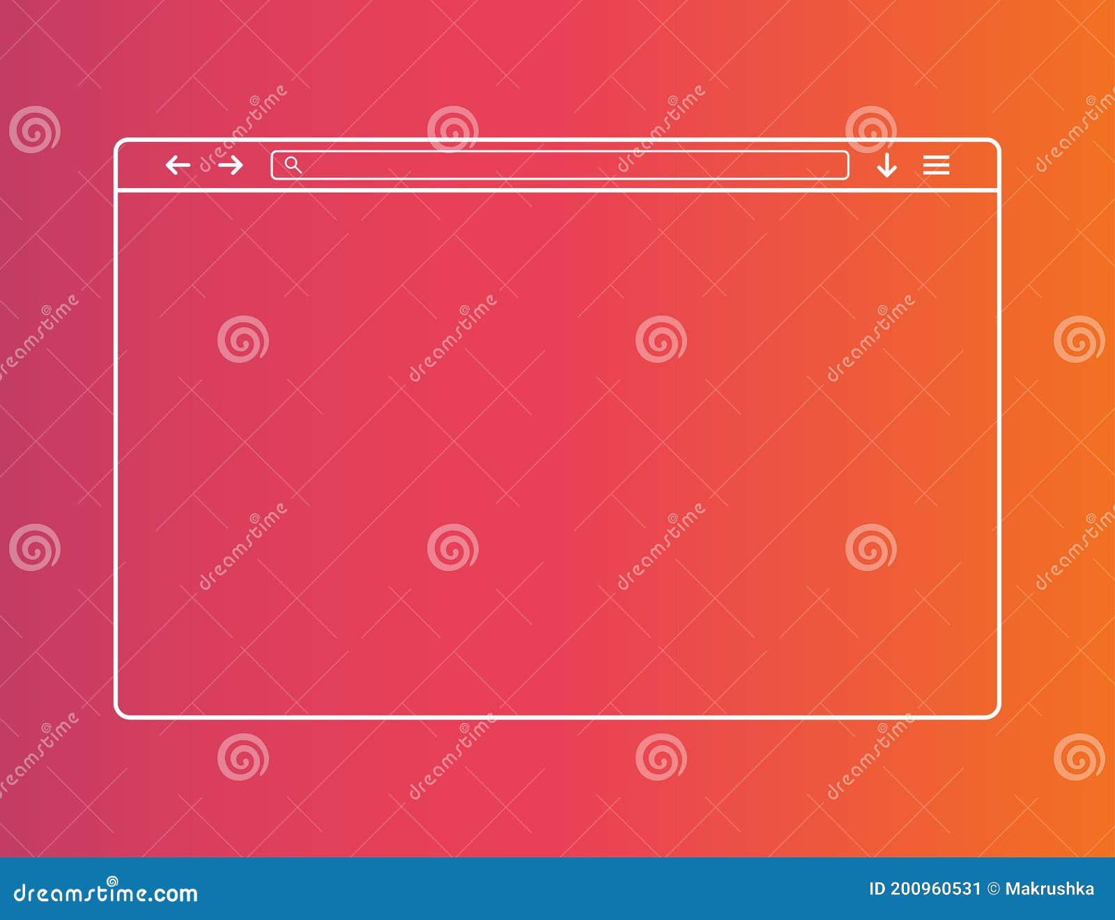 Web Browser Window Template Of Website Interface Social Media Style Of Outline Browser Stock