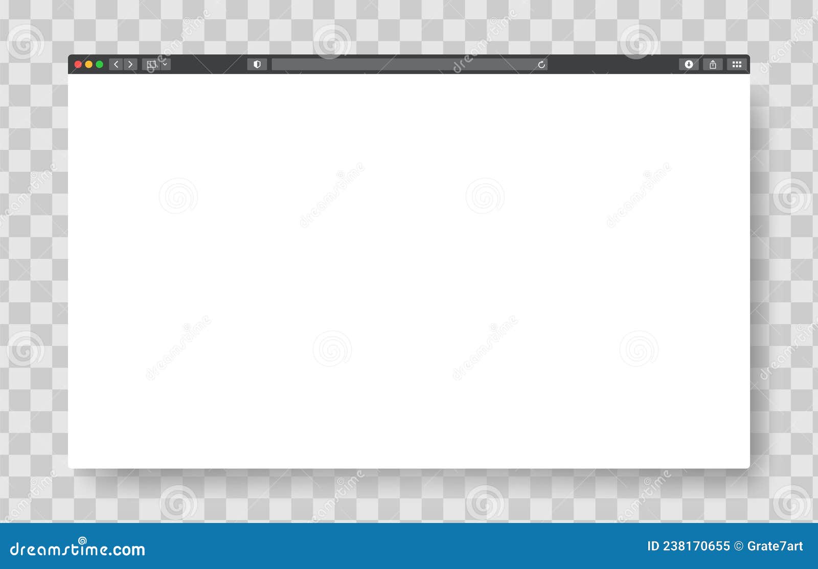 Web Browser Window. Vector. Computer Internet Page Interface Template. Flat Empty Tab Frame with ...