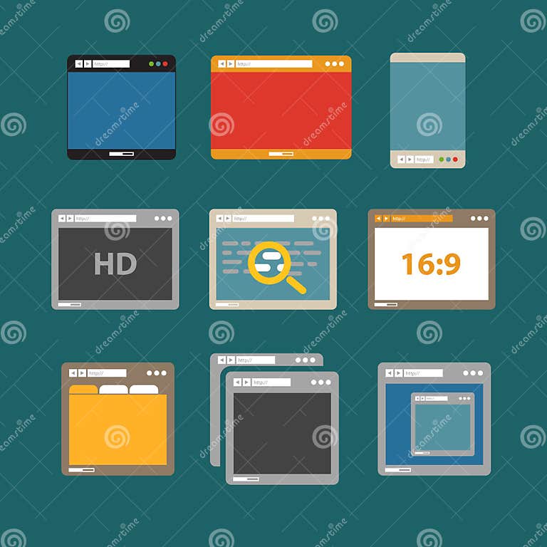 Web Browsers Flat Design Collection Stock Vector - Illustration of ...