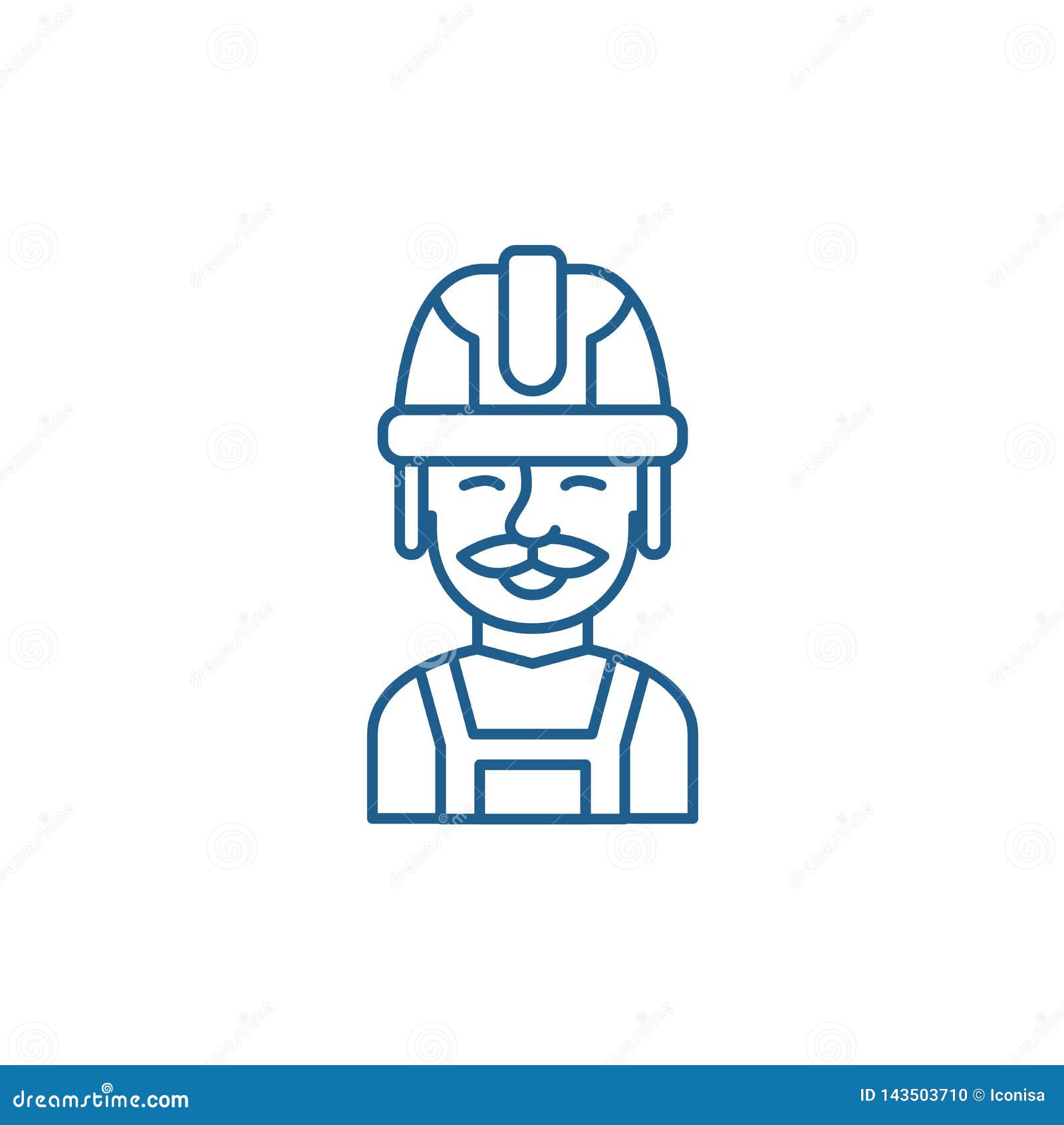 Builder Line Icon Concept. Builder Flat Vector Symbol, Sign, Outline ...